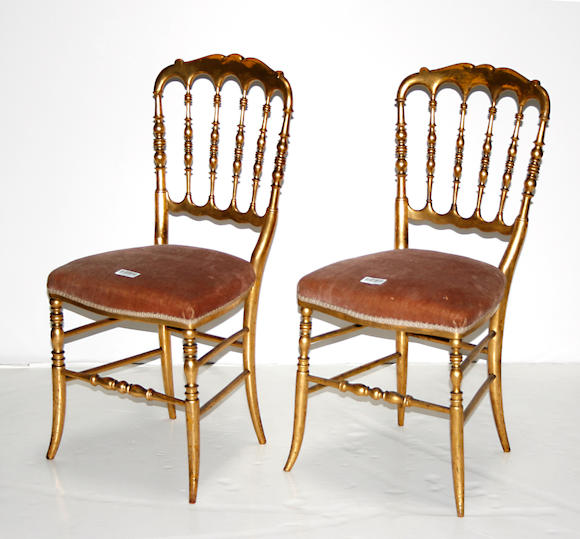 Bonhams A Pair Of Regency Style Parcel Gilt Side Chairs