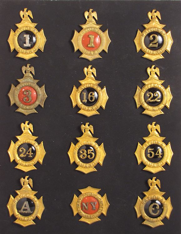 Bonhams : A group of post-Civil War New York militia cap plates