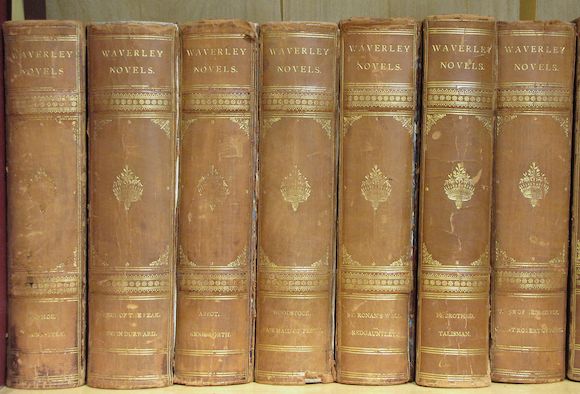 Bonhams : A set of thirteen English leather bound books, 'Waverly Novels'