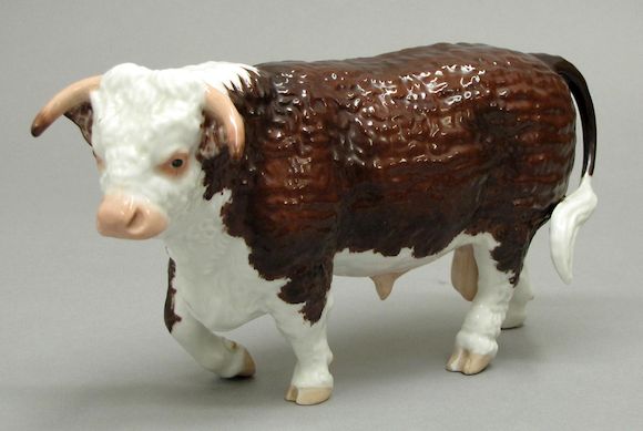 Bonhams : A Boehm porcelain model of a Hereford bull