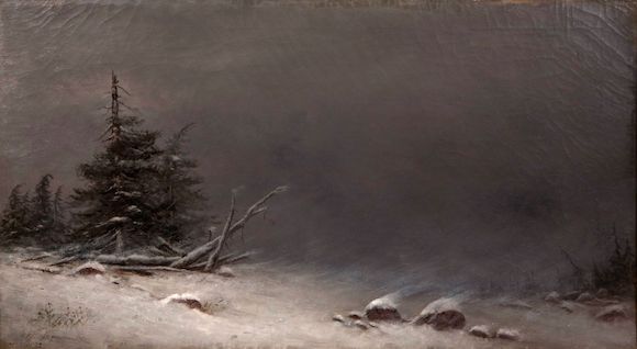 Bonhams : James Everett Stuart (1852-1941) First Snow Storm at the Base ...