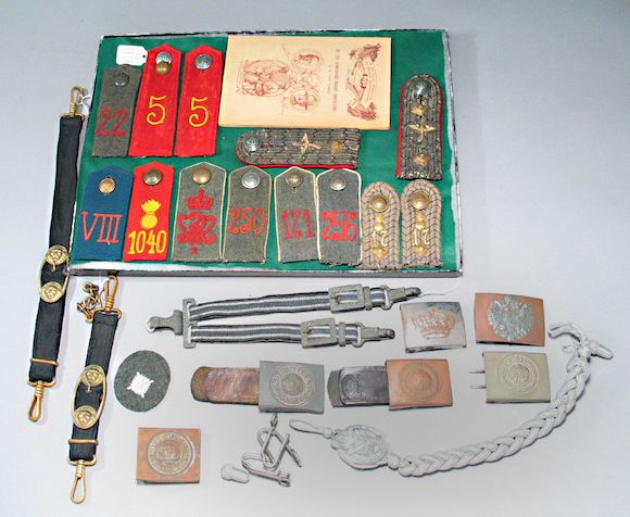 Bonhams : A lot of German belt buckles, shoulder boards, and uniform ...