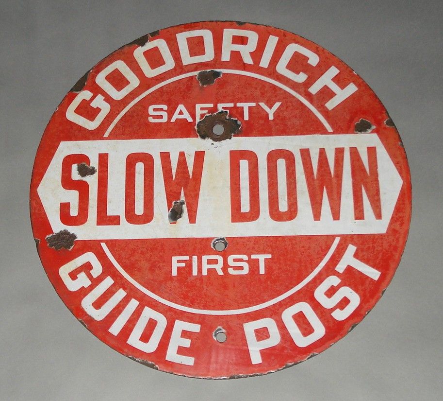 Bonhams Cars : A Goodrich Guide Post enamel sign,