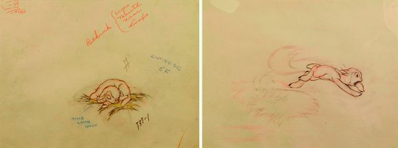 Bonhams : Two Walt Disney animation drawings from “Farmyard Symphony”