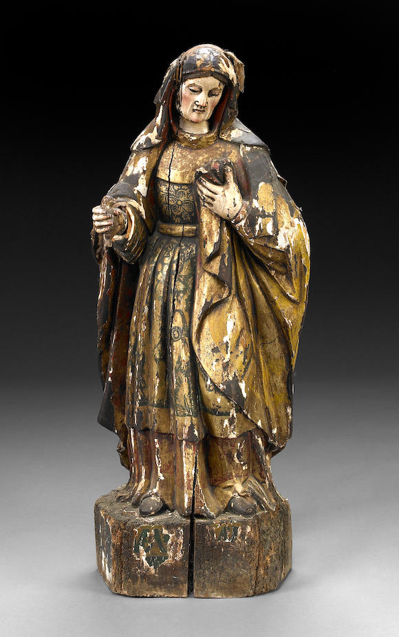 Bonhams A Spanish Colonial Polychrome Carved Wood Figure Of A Saint