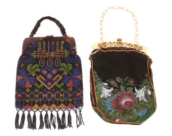 Bonhams : A collection of four beaded antique and vintage handbags
