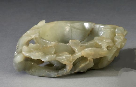 Bonhams : A grayish-white nephrite water coupe 17th/18th Century