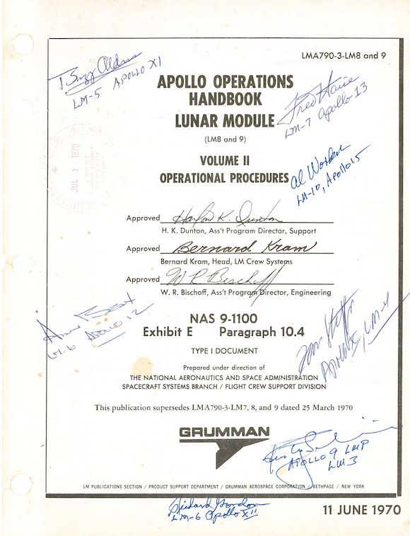 Bonhams : APOLLO OPERATIONS HANDBOOK–HOW TO FLY THE LUNAR MODULE.