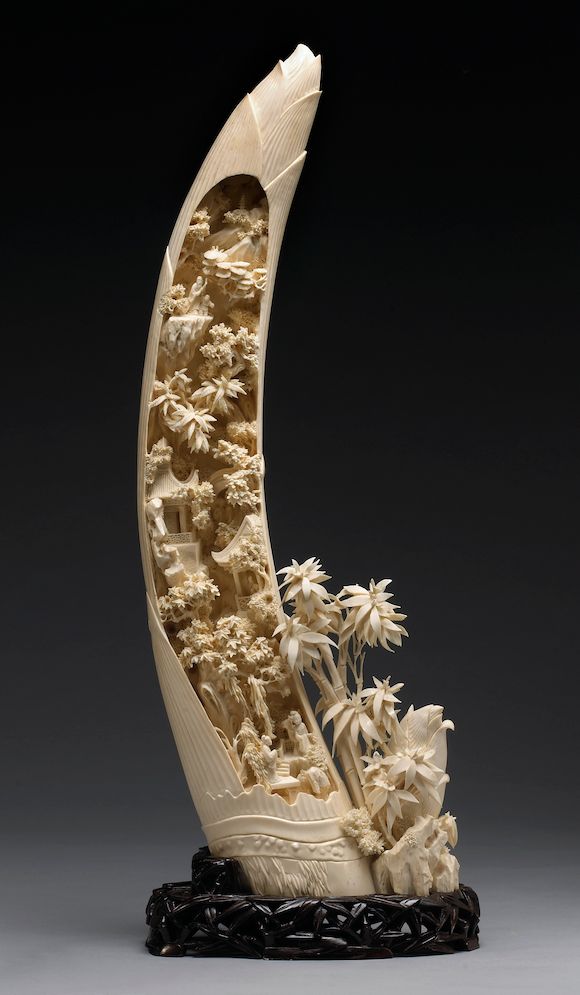 Bonhams : A carved ivory tusk 20th Century