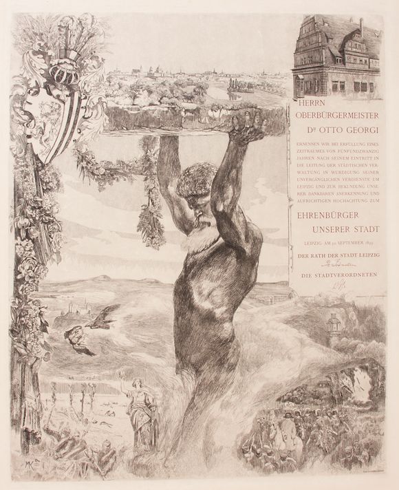 Bonhams : Max Klinger (German, 1857-1920); Herrn Oberbürgermeister Dr ...