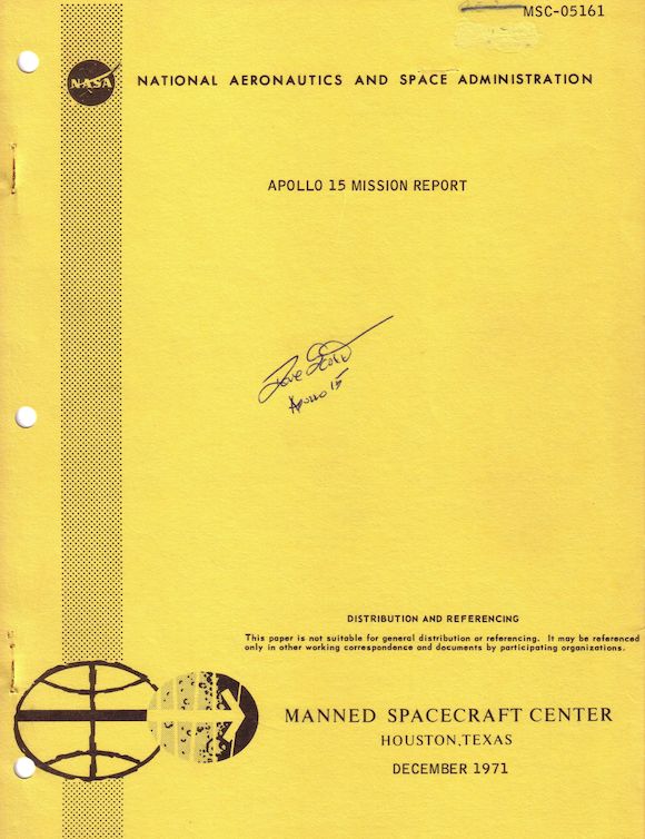 Bonhams : APOLLO 15 MISSION REPORT, SIGNED.