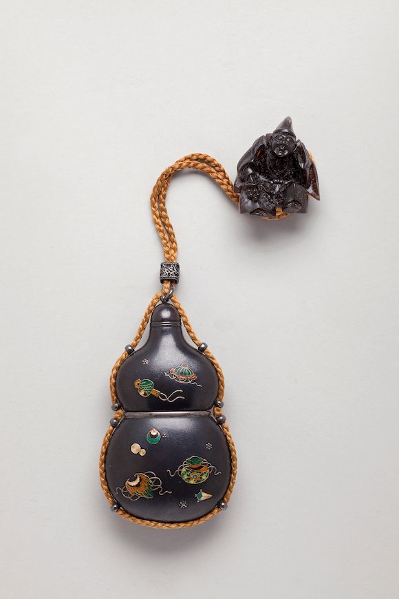 Bonhams : Rare single-case shakudo and enamel inro Hirata Family (19th ...