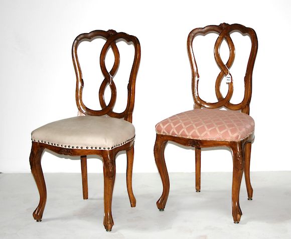 Bonhams : A set of four Italian Rococo style carved walnut side chairs