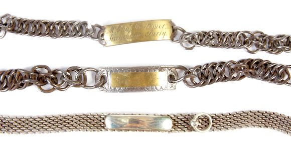 Bonhams : A group of four British linked metal collars
