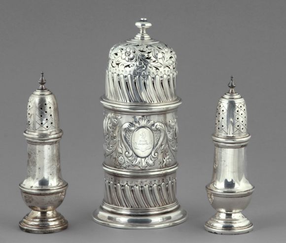 Bonhams : English Silver Sugar Caster and a Pair of American Casters