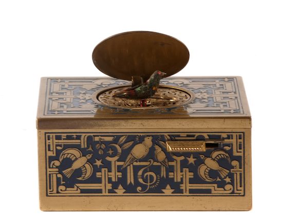 Bonhams : A German Art Deco enameled gilt metal automaton