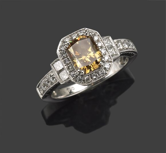 Bonhams : A natural fancy color diamond and diamond ring