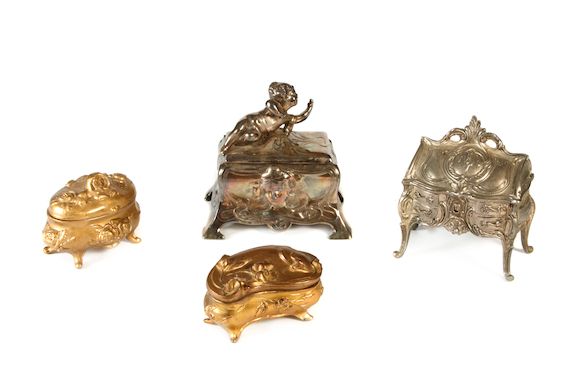 Bonhams : A group of three cast metal boxes