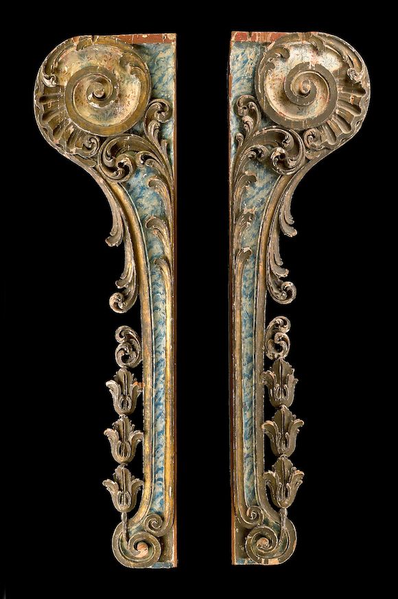 Bonhams : A pair of Italian Baroque paint decorated architectural ...
