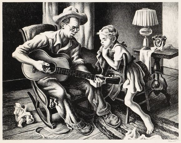 Bonhams : Thomas Hart Benton (American, 1889-1975); The Music Lesson;