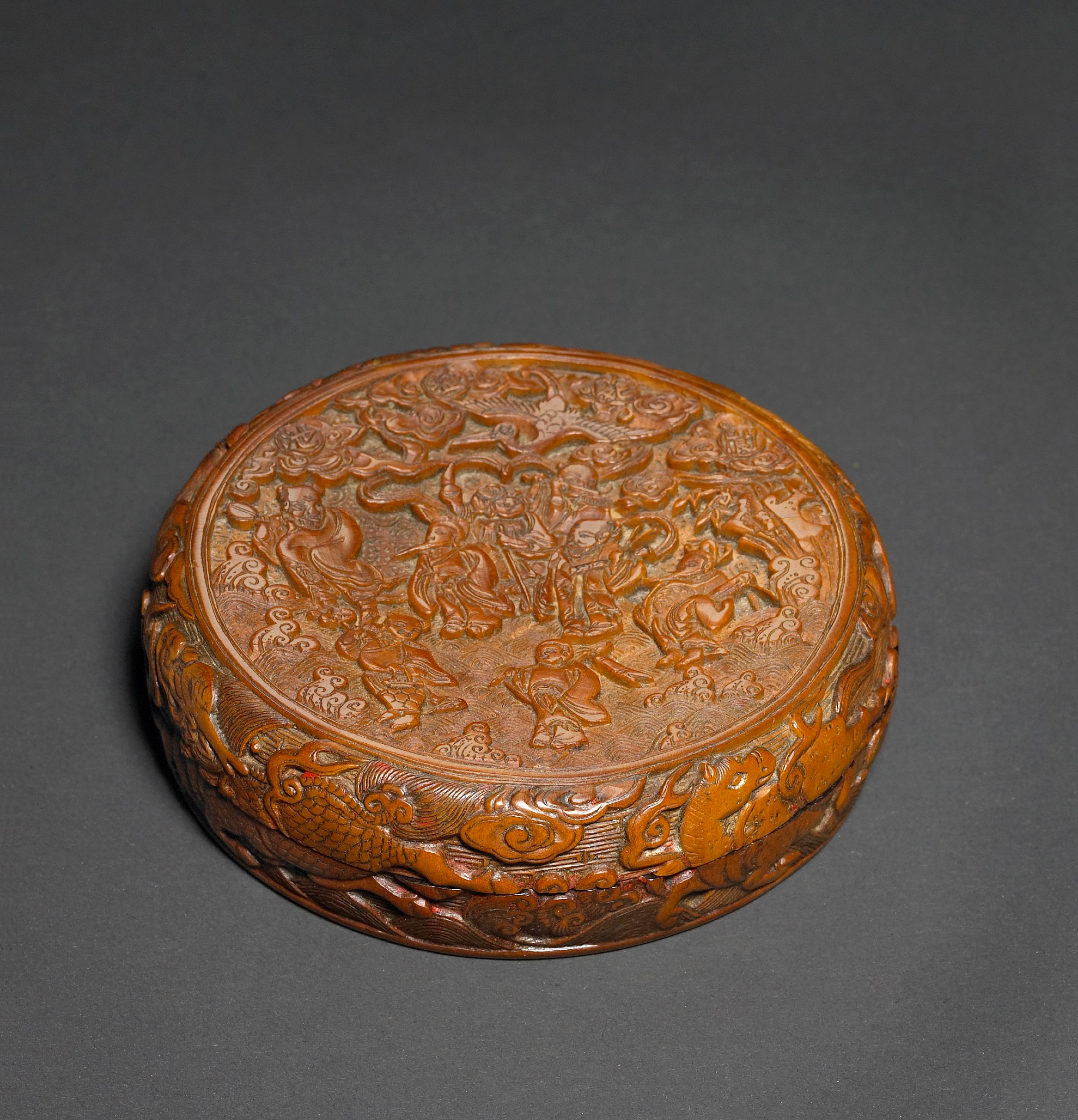 Bonhams : A carved boxwood incense container 17th Century