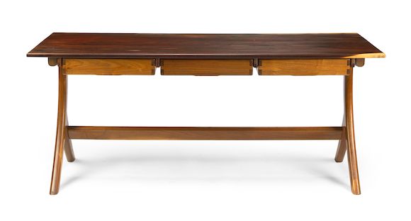 Bonhams : A Jim Sweeney custom angico and koa wood executive desk