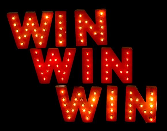 Bonhams : A modern dual-colored animated sign : WIN WIN WIN
