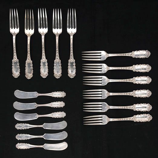 Bonhams : Sterling Assembled Victoria (Old) Partial Flatware Set by Watson