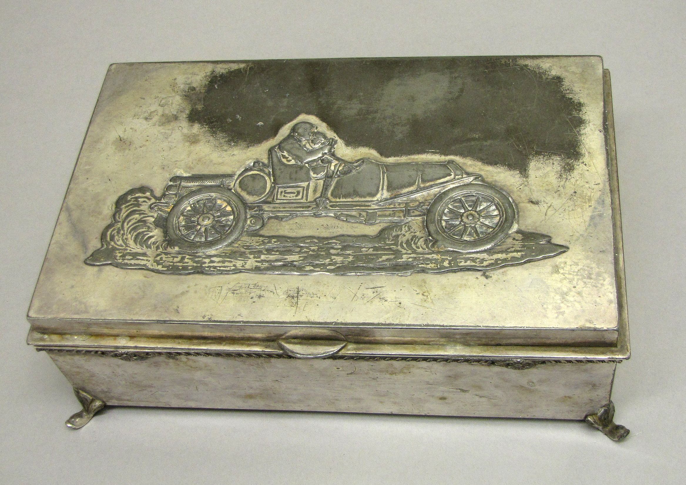 Bonhams Cars : A silver plated decorative 'Motoring' box, British ...