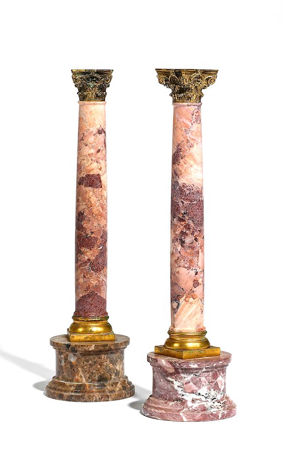 Bonhams : A pair of Italian Neoclassical gilt bronze mounted marble ...