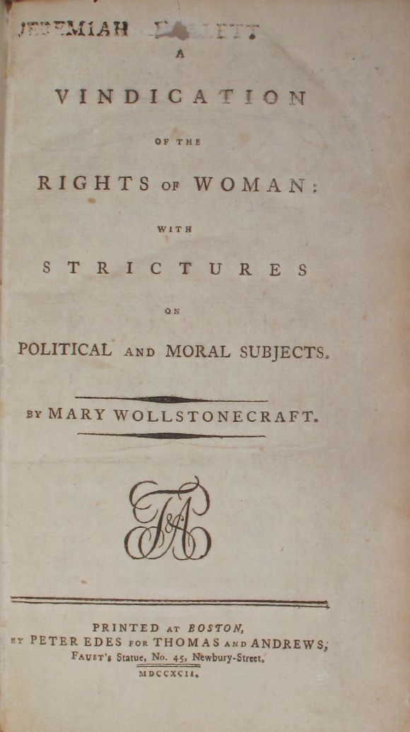 Bonhams : WOLLSTONECRAFT, MARY. 1759-1797