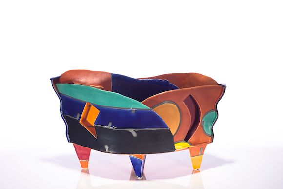 Bonhams : Judith Solomon (American, born 1952) Orange Envelope Vase, 1987