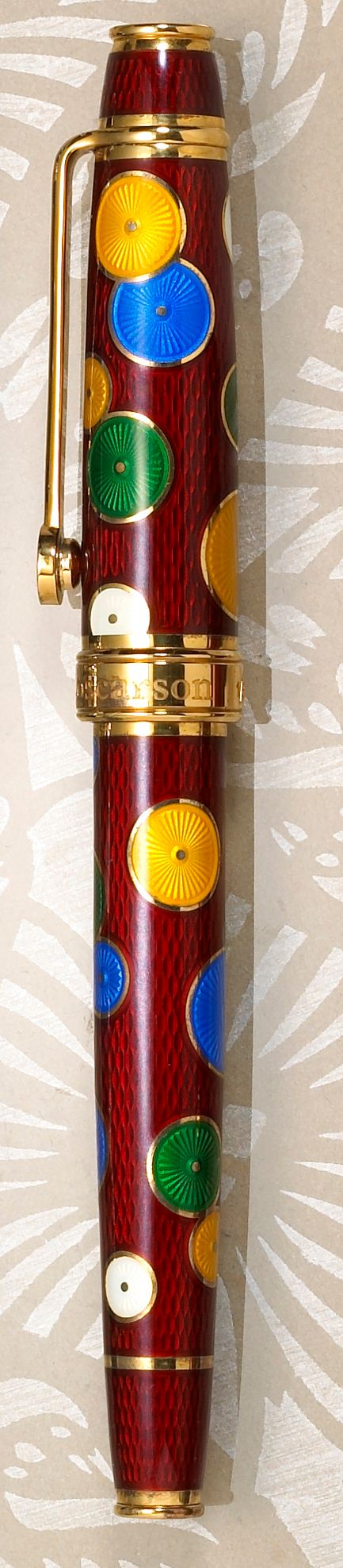 Bonhams : Red Enamel “Pierrot” Fountain Pen by David Oscarson