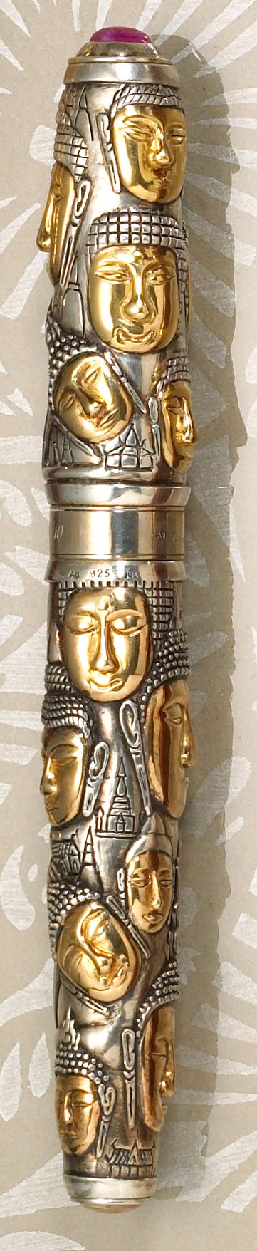 Bonhams : Silver and Vermeil Buddha Fountain Pen by Caran d'Ache