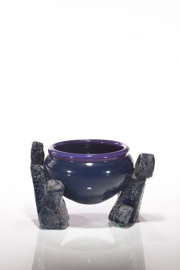 Bonhams : Jerry Rothman (American, born 1933) Blue Bowl with Mauve Interior