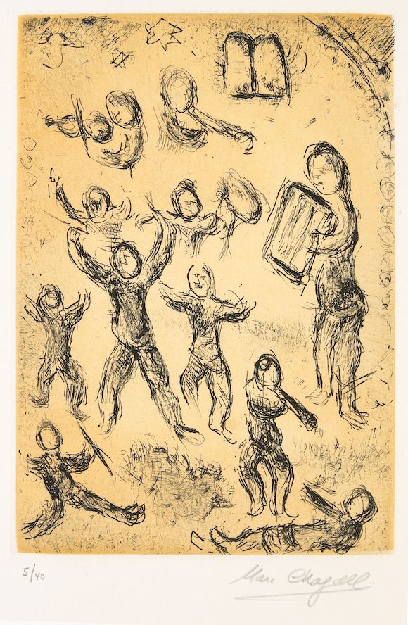 Bonhams : Marc Chagall (Russian/French, 1887-1985); Pl. 30, from Psalms of David;