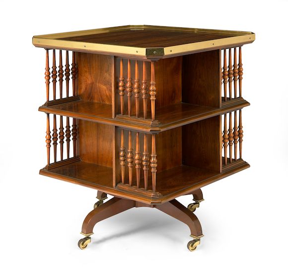 Bonhams : A Regency style brass mounted rosewood revolving bookcase ...