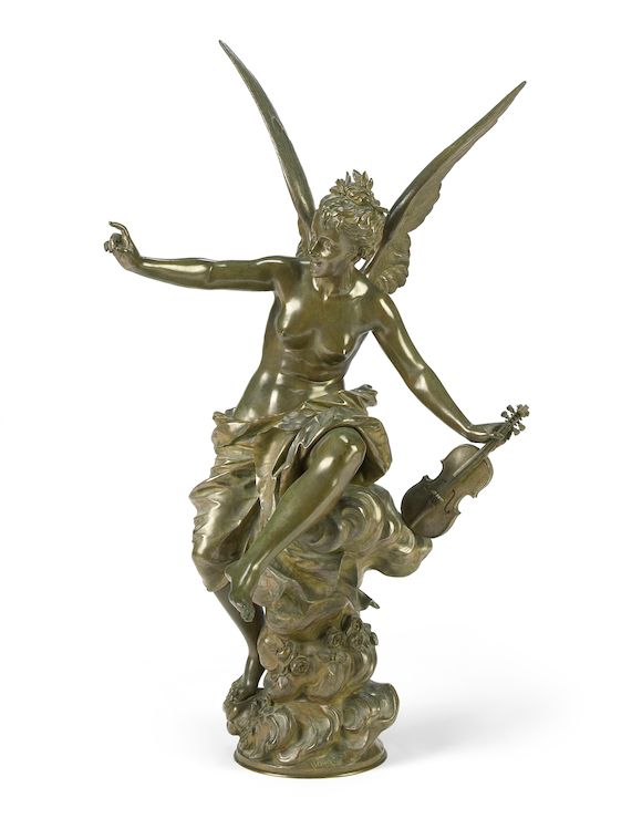 Bonhams : A French patinated bronze figure of a muse after a model by ...
