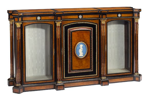 Bonhams : An Edwardian parcel ebonized and bisque mounted walnut and ...