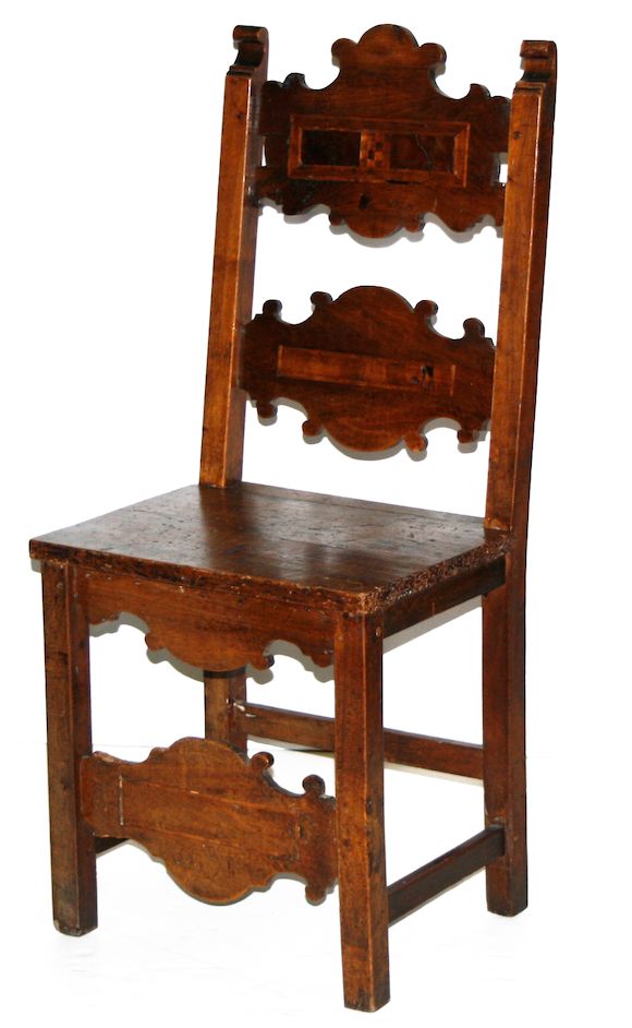 Bonhams : An Italian Baroque inlaid walnut side chair