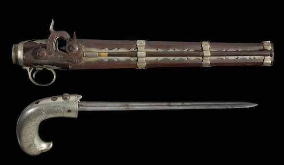 Bonhams : An unusual double barreled percussion knife-pistol for the ...