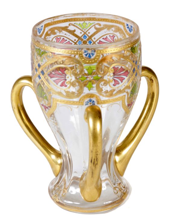 Bonhams : A Continental gilt decorated and enameled glass loving cup