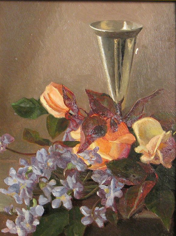 Bonhams : Ida Bell (American 19th Century) Still life with roses and ...