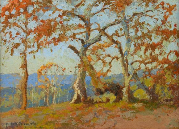 Bonhams : Fitch Burt Fulton (American, 1879-1955) Autumn Trees 6 x 8in