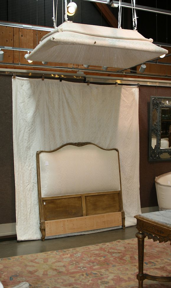 Bonhams : A Louis XV style beechwood upholstered bed with upholstered ...