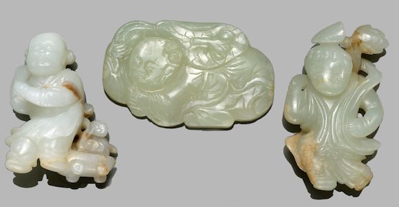 Bonhams : A group of three jade and one hardstone carvings