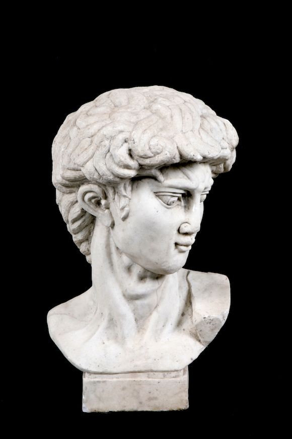 Bonhams : An Italian style marble bust of David