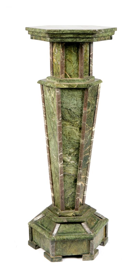 Bonhams : A pair of hexagonal two color marble pedestals