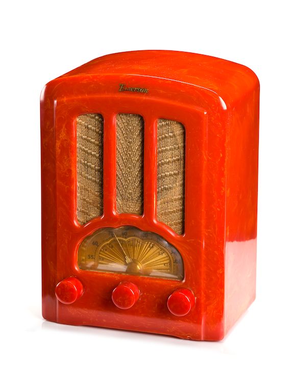 Bonhams : An Emerson cherry red Cathedral radio circa 1937