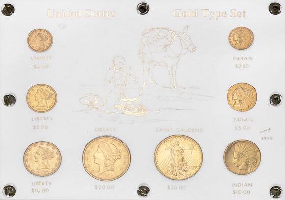 Bonhams : 8pc US Gold Type Set